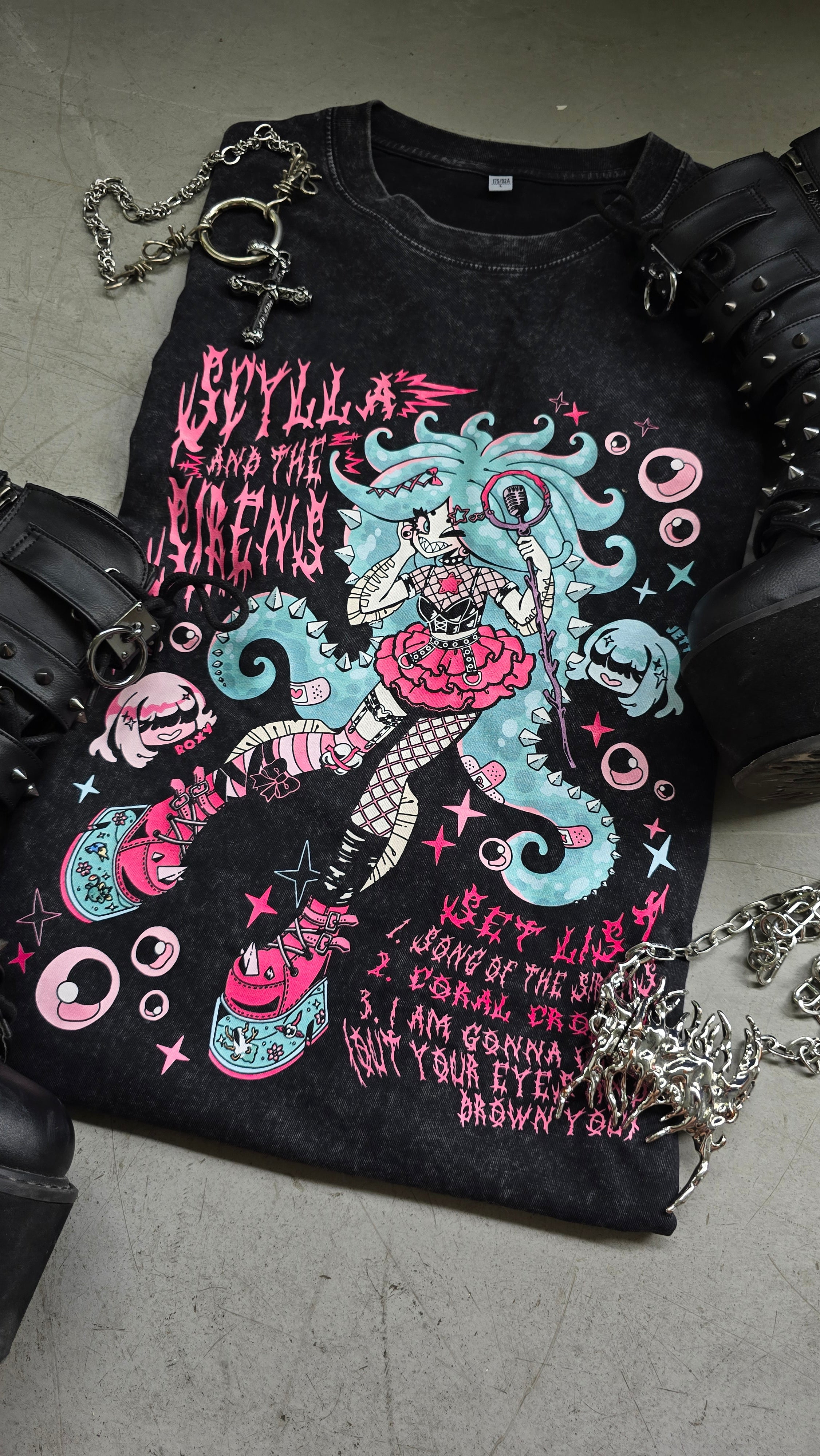 Scylla and The Sirens Band Tshirt (Hades 2 FANART) – franticcreativity